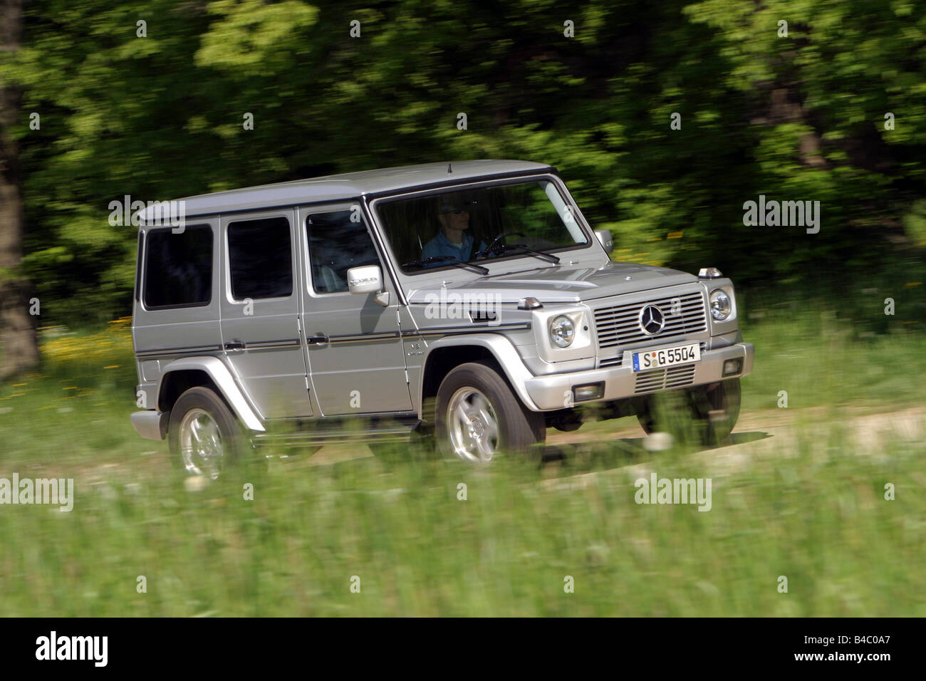 Car, Mercedes AMG G55, model year 2004, silver, cross country vehicle ...