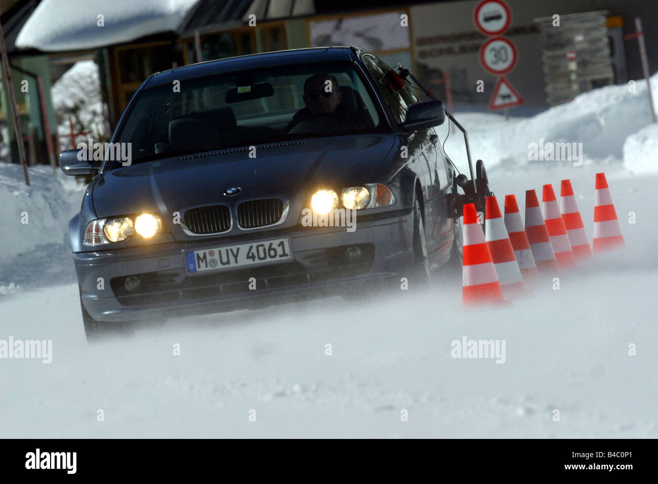 Car, Security, BMW, Winter tire test, Snow, test track, Pilonen ...