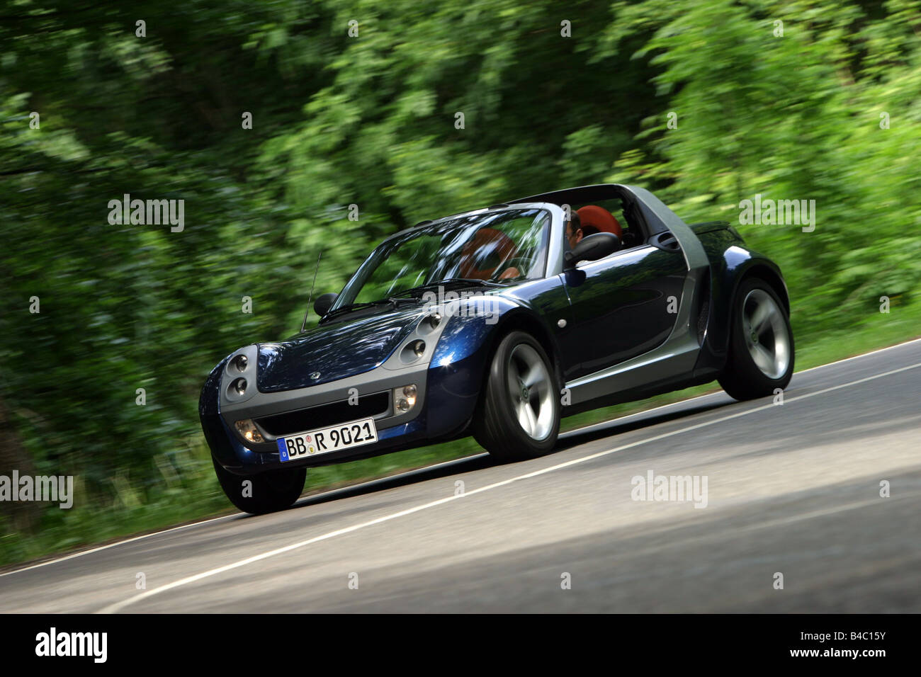 Car, Smart Roadster, Convertible, model year 2002-, blue silver ...