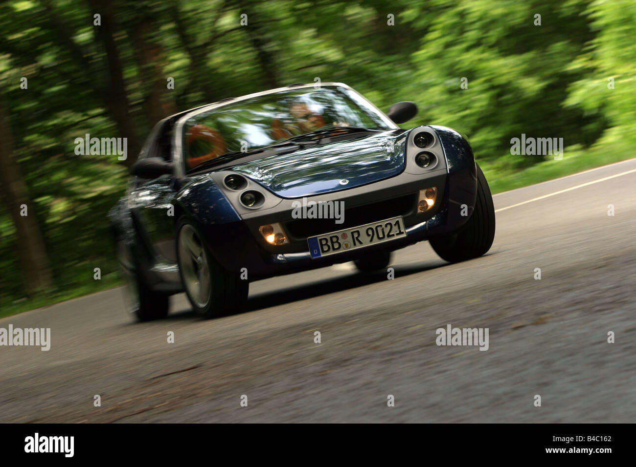 Car, Smart Roadster, Convertible, model year 2002-, blue silver ...