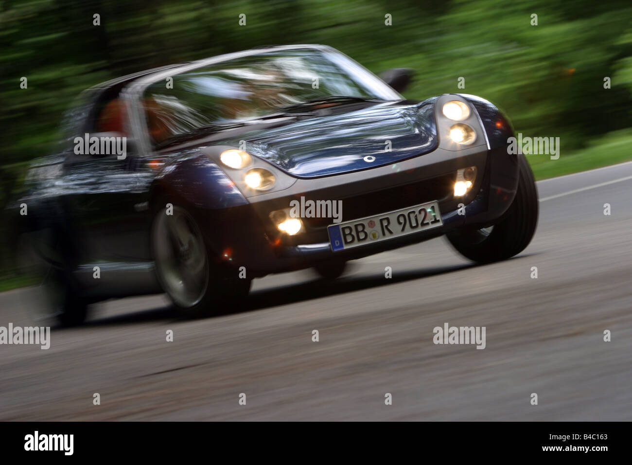 Car, Smart Roadster, Convertible, model year 2002-, blue silver ...