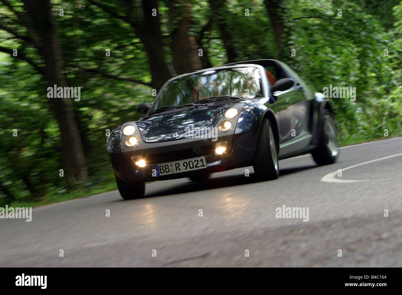 Car, Smart Roadster, Convertible, model year 2002-, blue silver ...