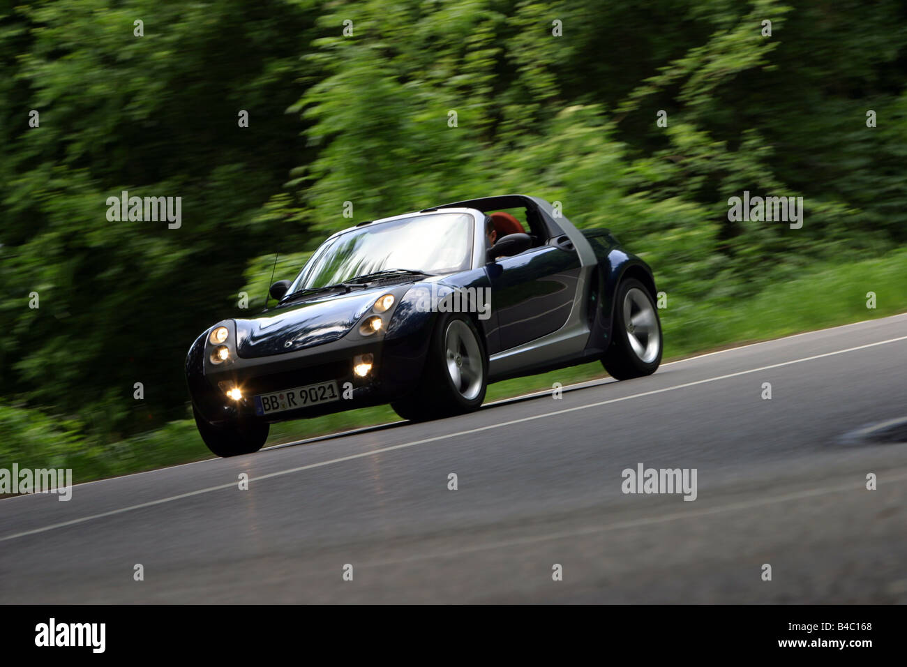 Car, Smart Roadster, Convertible, model year 2002-, blue silver ...
