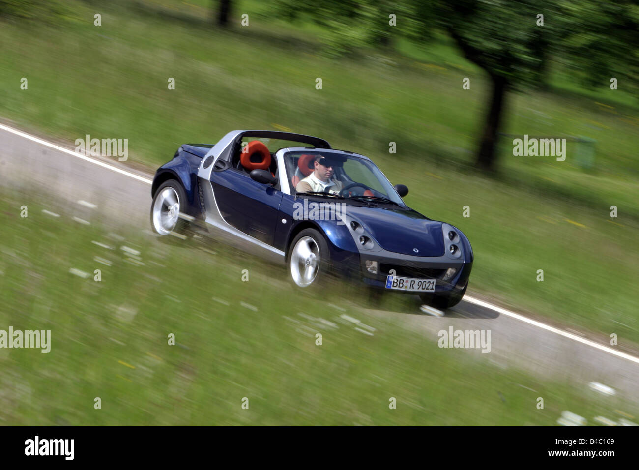 Car, Smart Roadster, Convertible, model year 2002-, blue silver ...