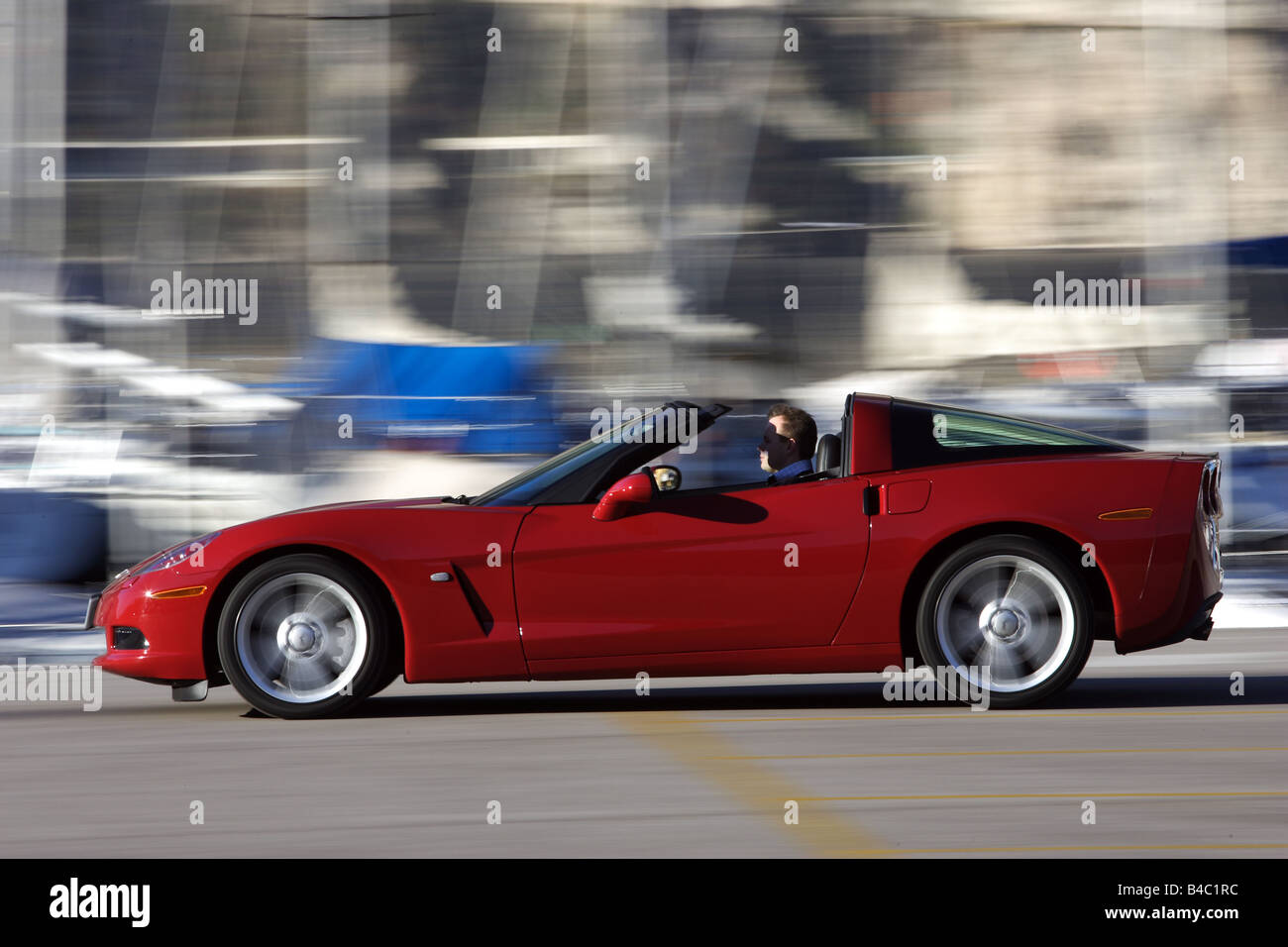 Car, Corvette C6, model year 2004-, roadster, Convertible, red, open ...