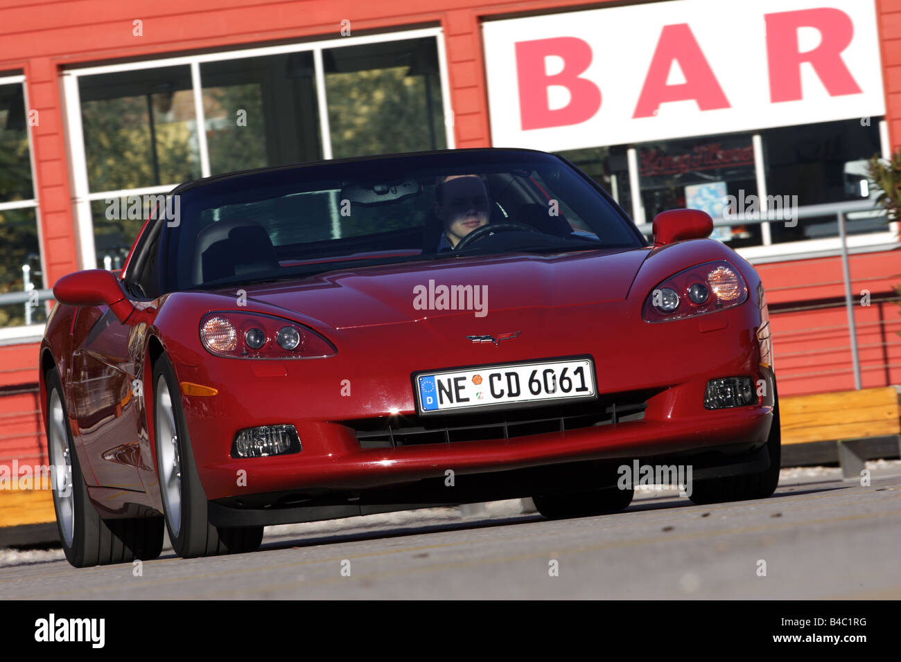 Car, Corvette C6, model year 2004-, roadster, Convertible, red, open ...