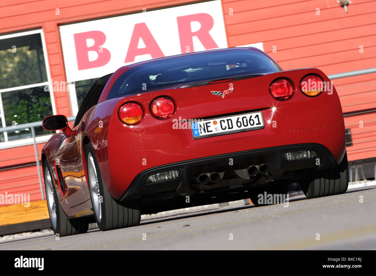Car, Corvette C6, model year 2004-, roadster, Convertible, red, open ...