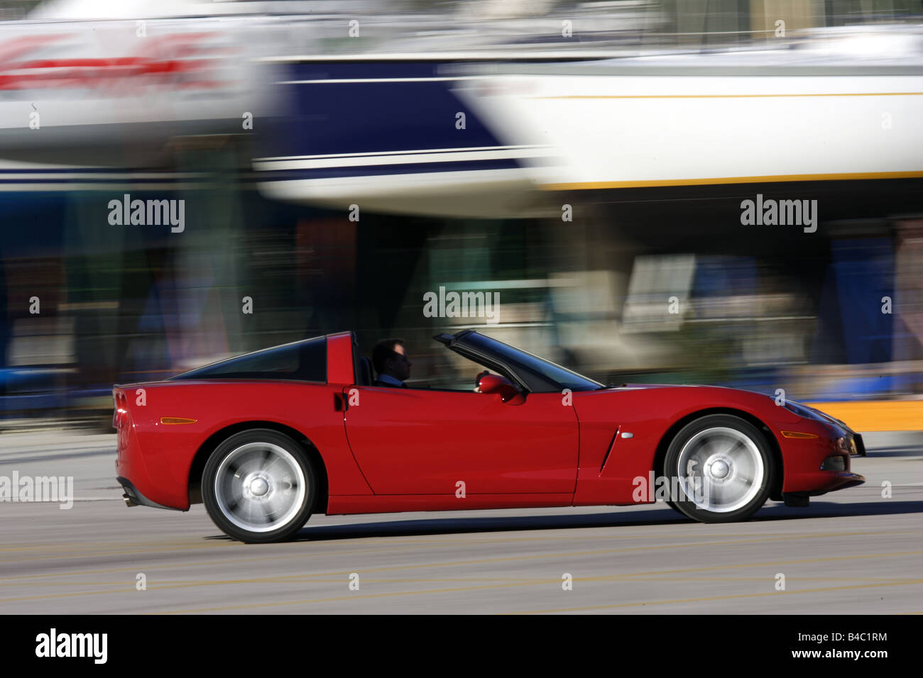 Car, Corvette C6, model year 2004-, roadster, Convertible, red, open ...