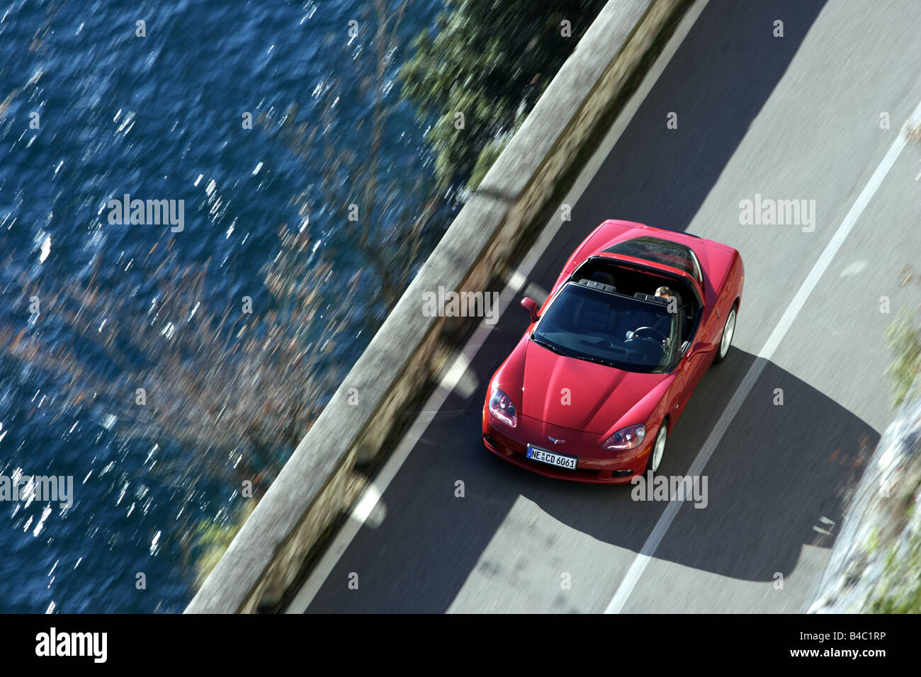 Car, Corvette C6, model year 2004-, roadster, Convertible, red, open ...