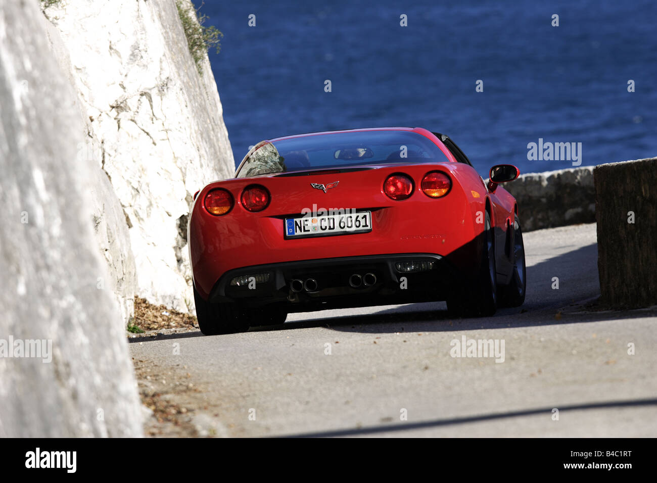 Car, Corvette C6, model year 2004-, roadster, Convertible, red, open ...