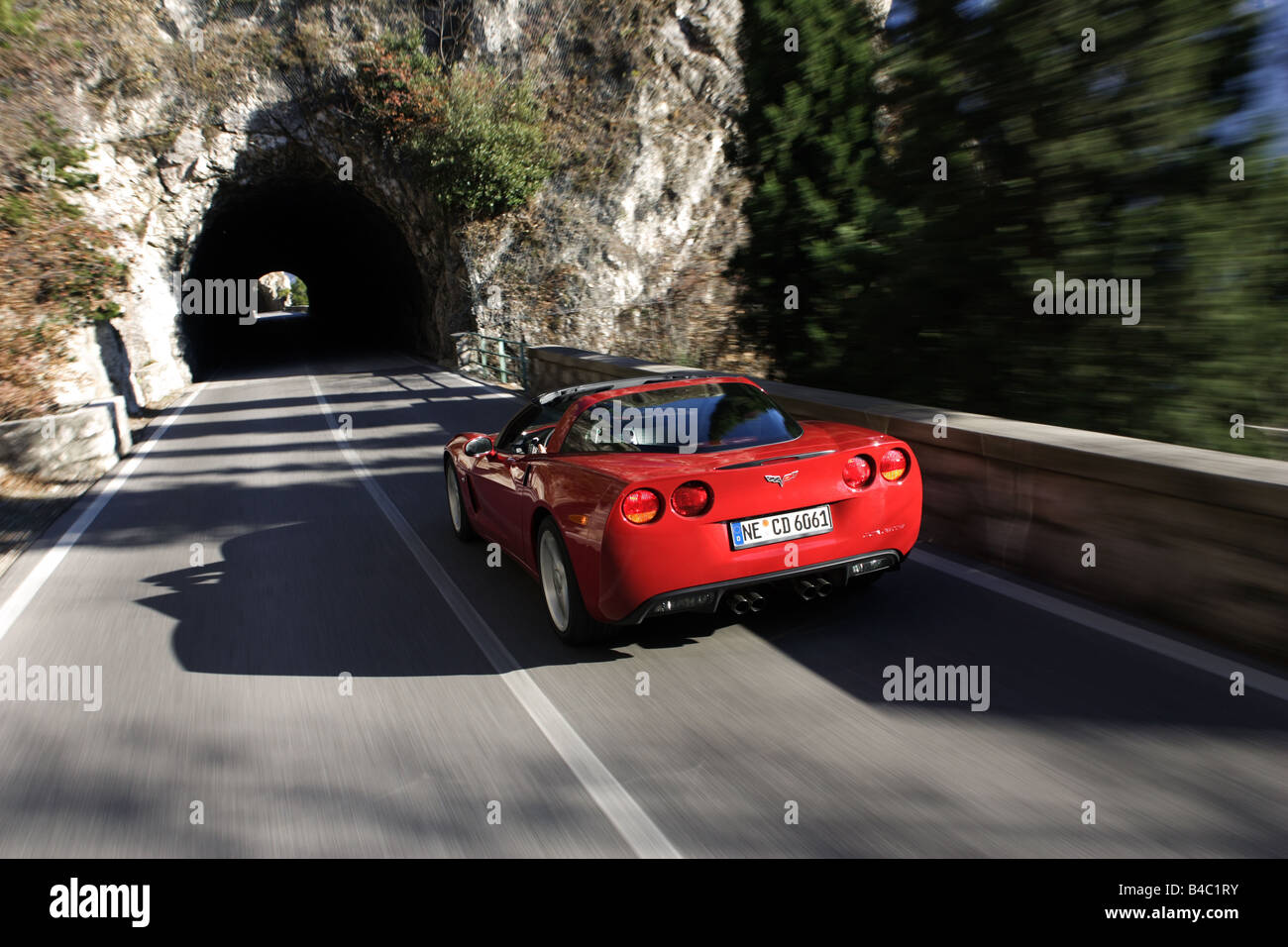 Car, Corvette C6, model year 2004-, roadster, Convertible, red, open ...