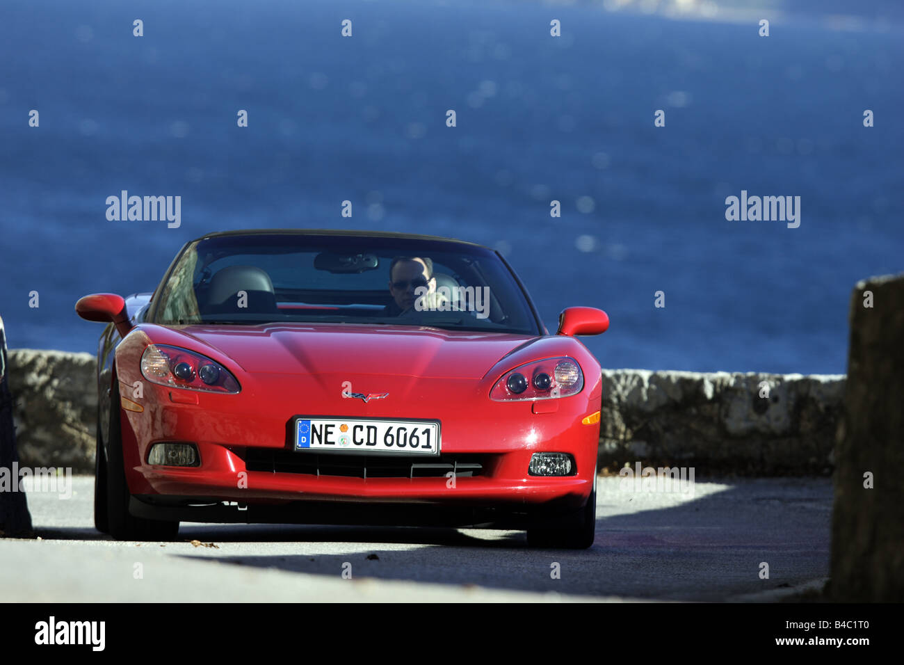 Car, Corvette C6, model year 2004-, roadster, Convertible, red, open ...