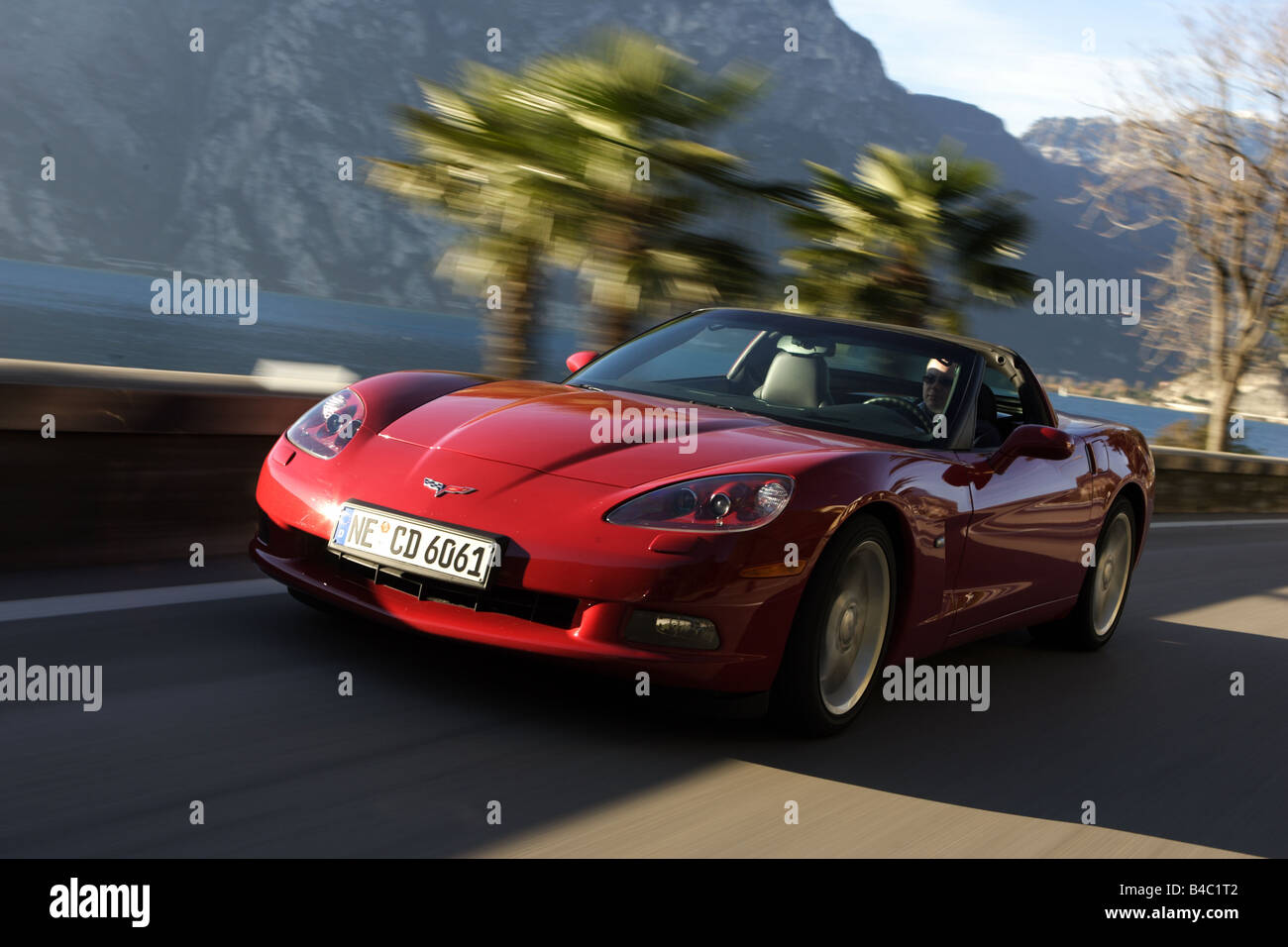 Car, Corvette C6, model year 2004-, roadster, Convertible, red, open ...