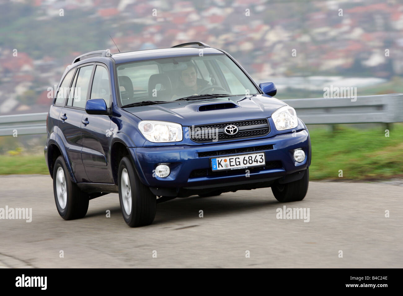 Car, Toyota RAV4 D-4D, cross country vehicle, model year 2004-, blue ...
