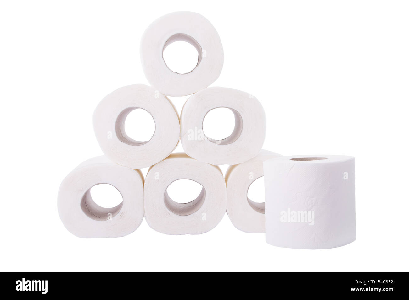 Pile of toilet paper rolls isolated on white background Stock Photo - Alamy