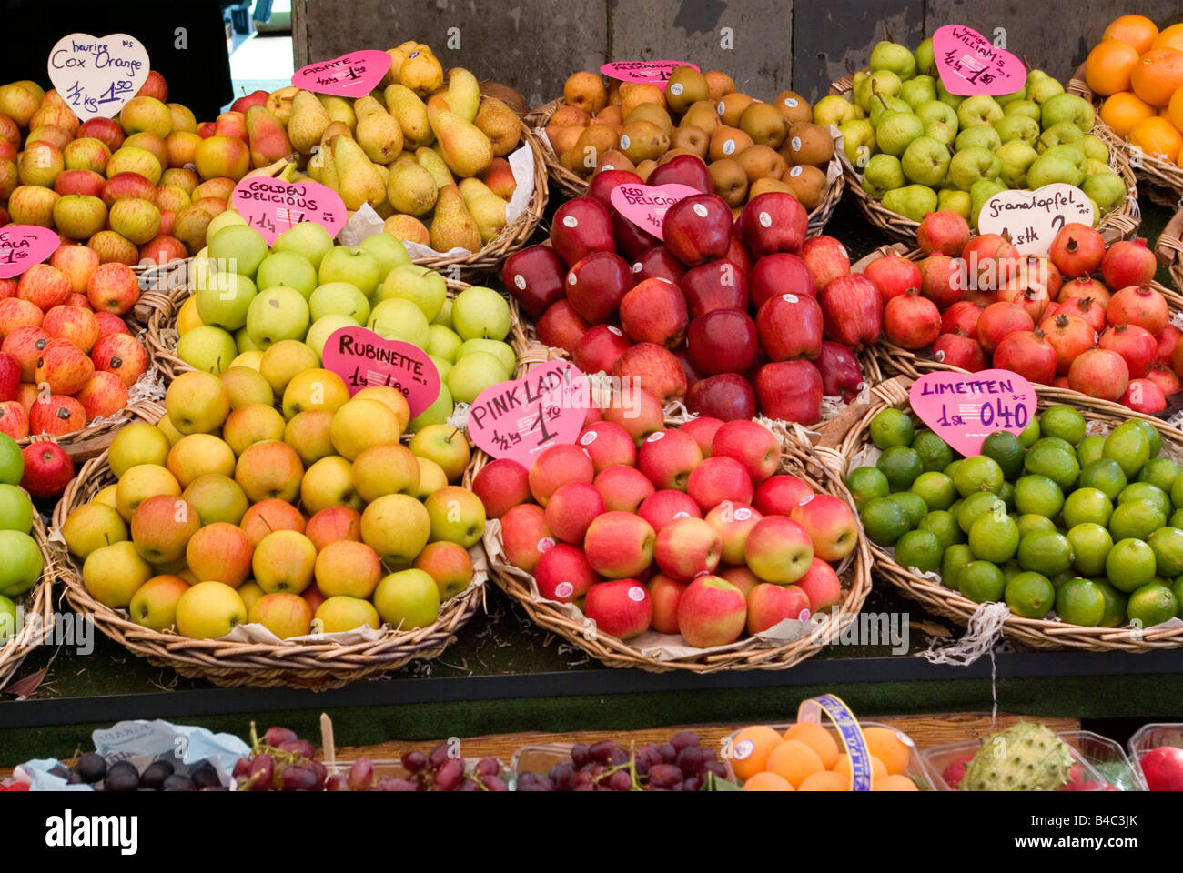 Stand with fruits in Naschmarkt market in Vienna Austria Stock Photo ...