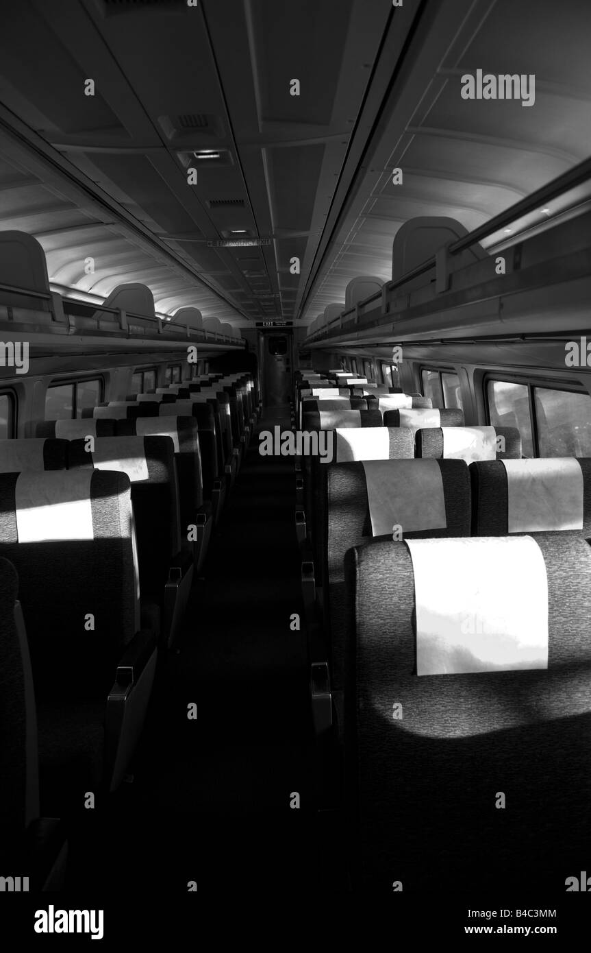 Inside of DownEaster Amtrak Train in Portland Maine before departure to ...