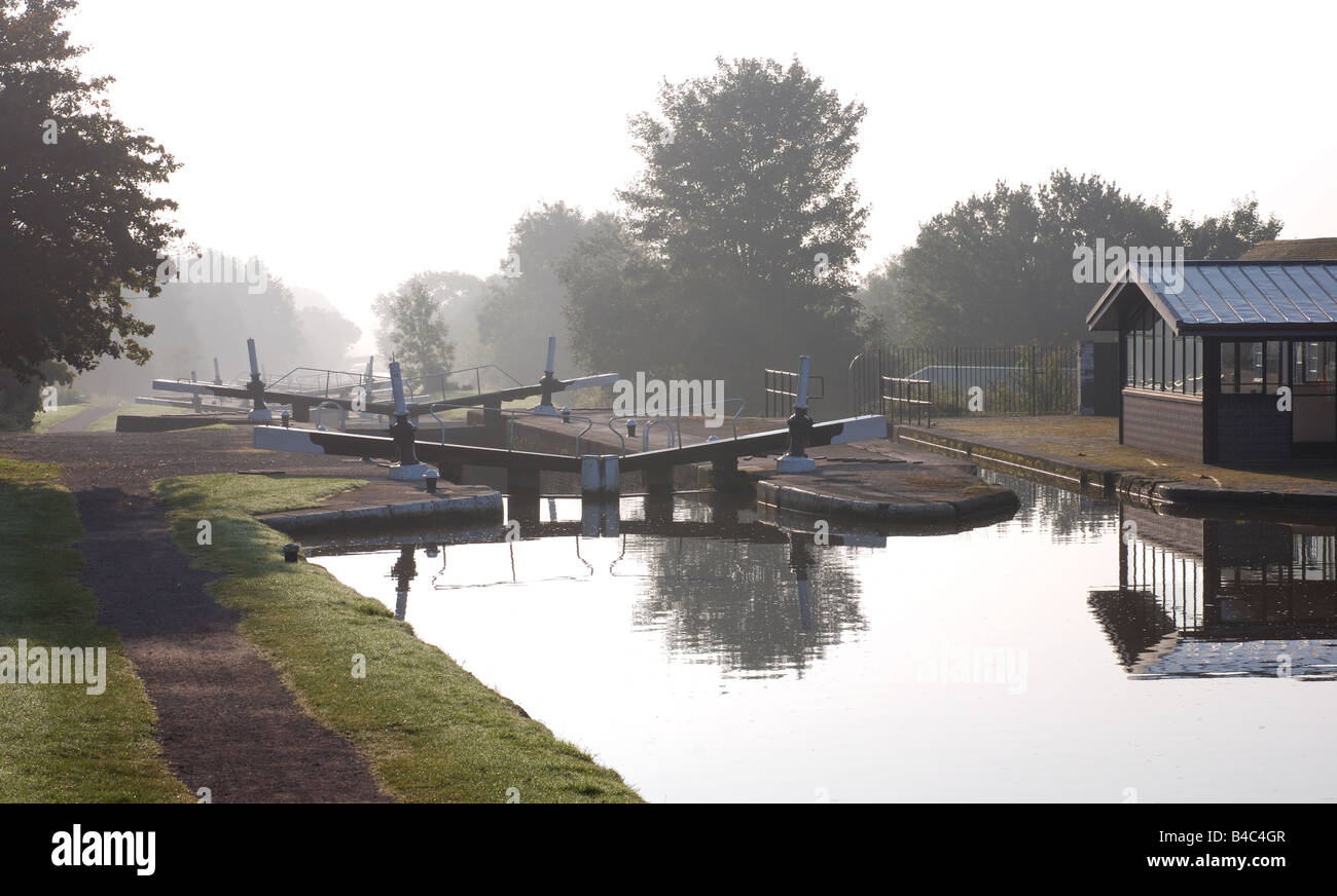 The Grand Union Canal at Hatton Locks Warwickshire England UK Stock ...