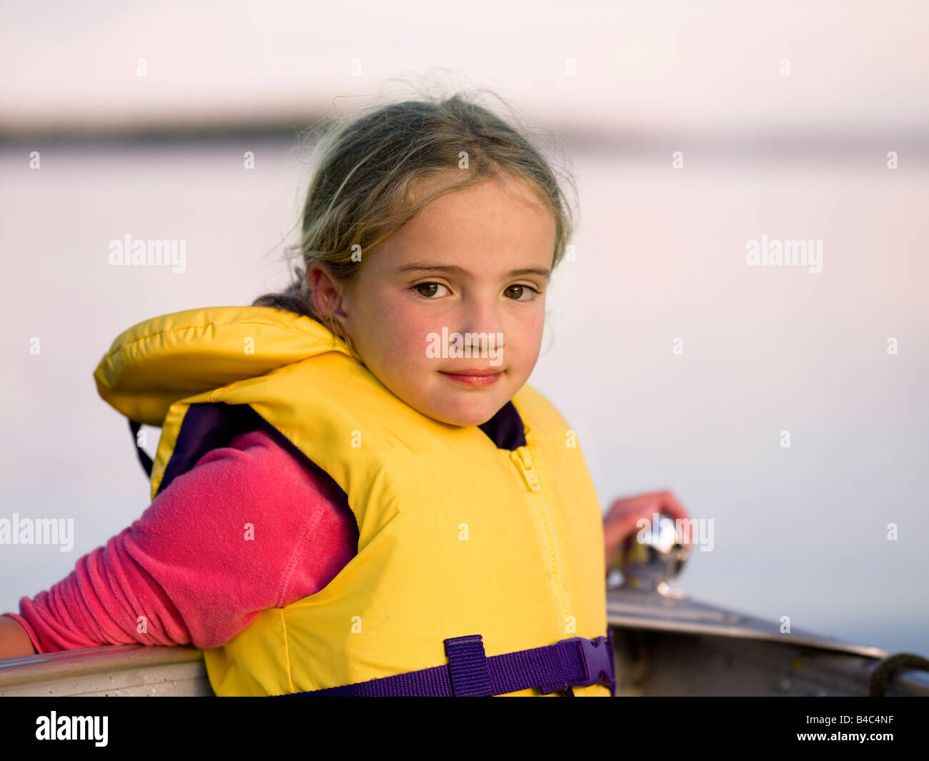 Girl in a personal floatation device Stock Photo - Alamy