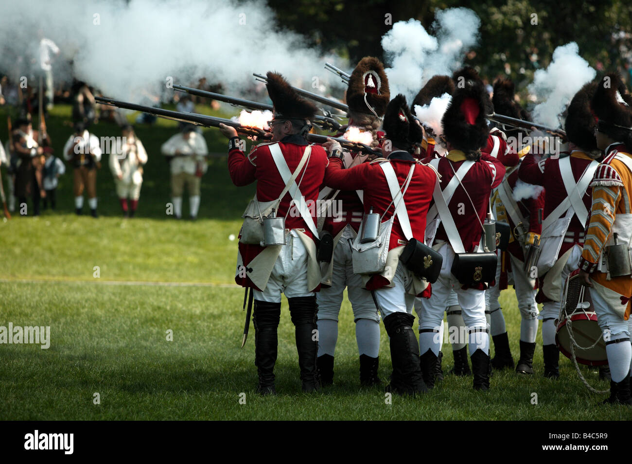 British Red Coats doing Battle with colonial rebels on Boston Common ...