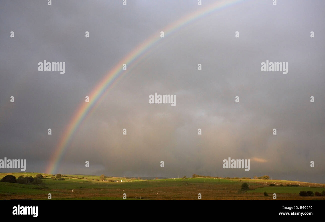 Rainbow over Farm Stock Photo - Alamy