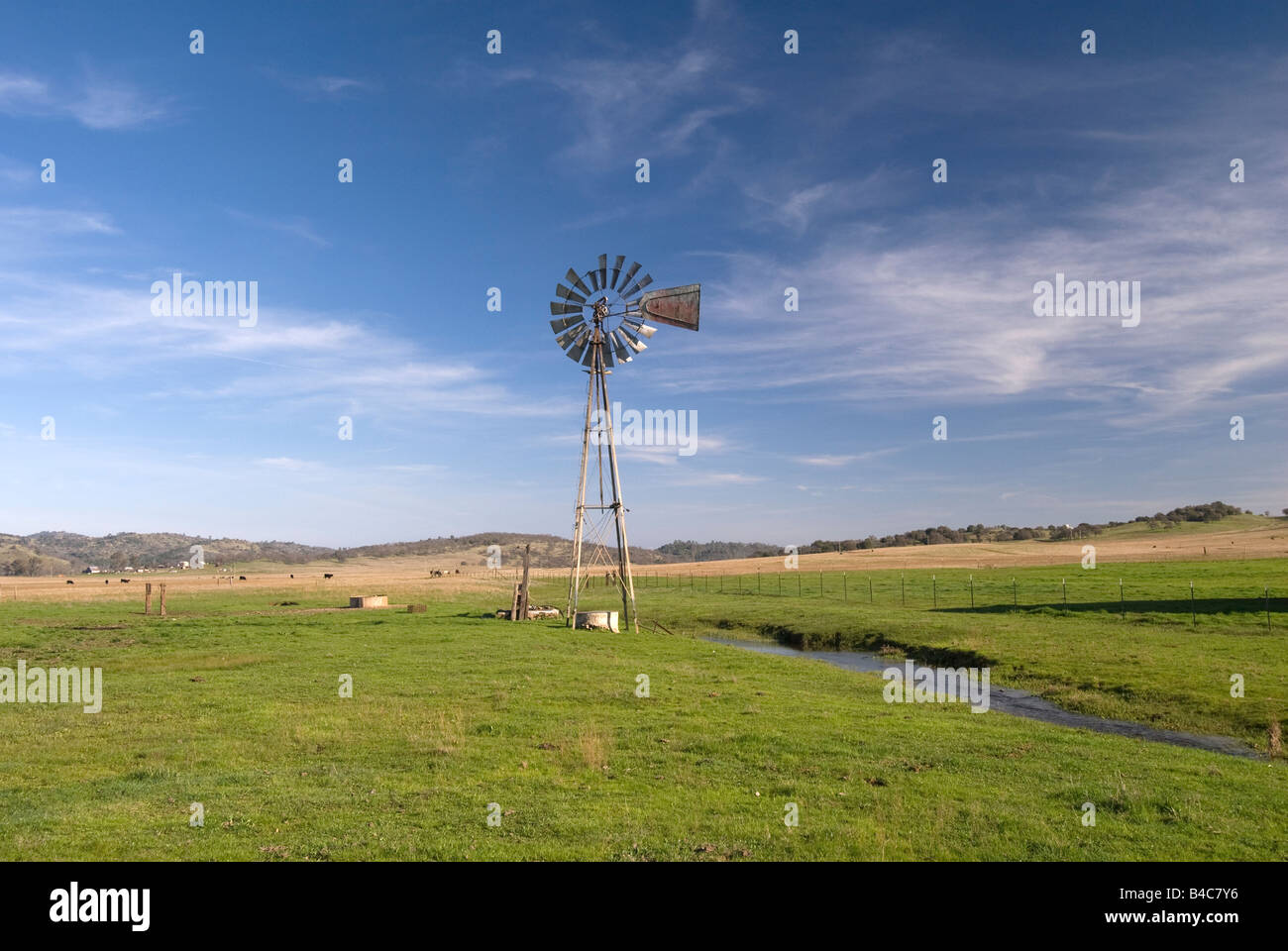 California Farm Wind Pump Stock Photo - Alamy