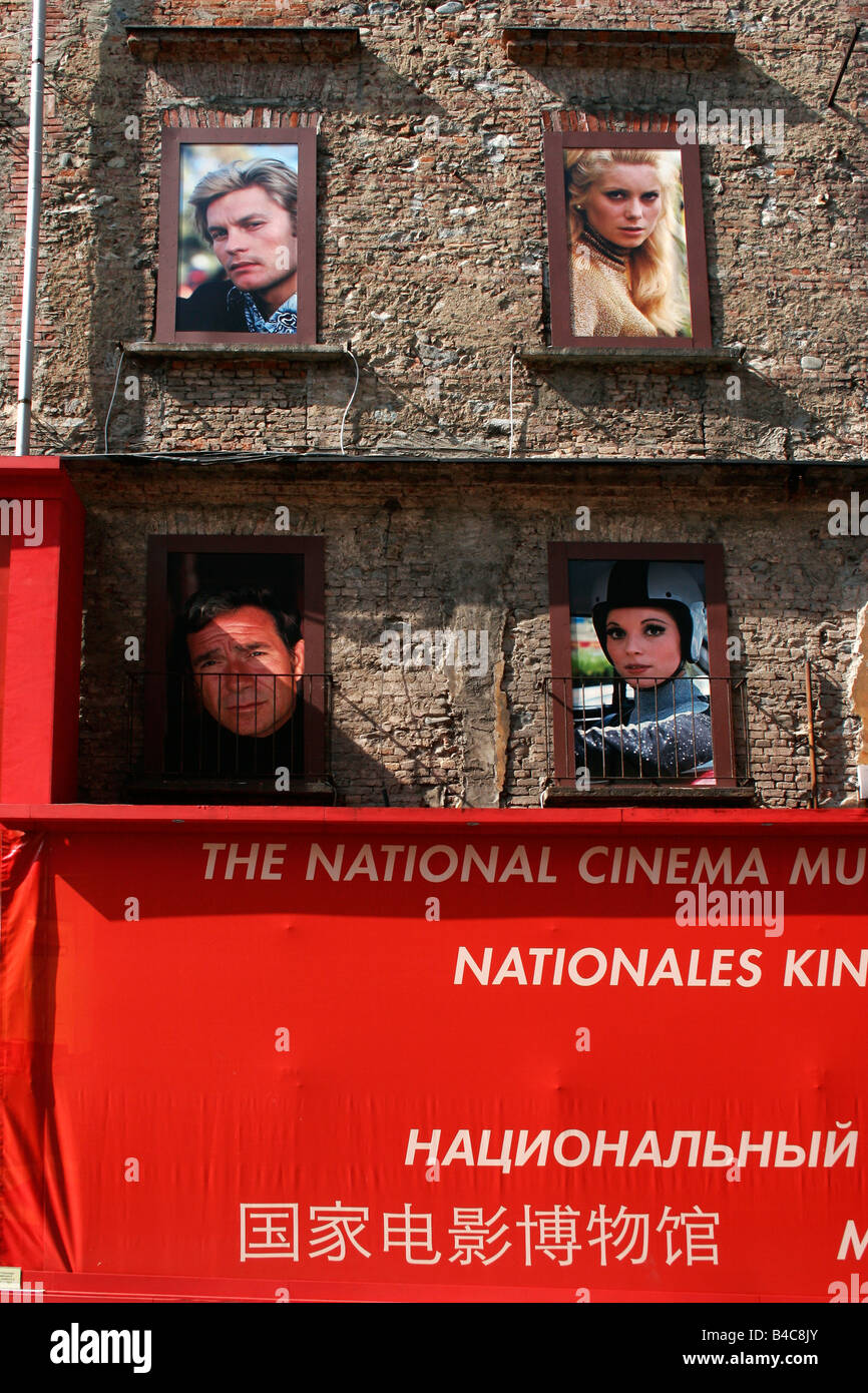 Famous actors portraits near the National Cinema Museum, Turin, Italy ...