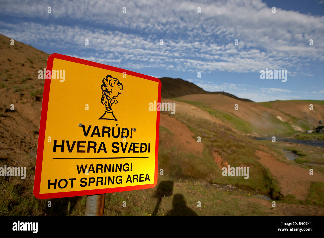 Danger Sign, Warning Hot Spring area, not for bathing, Hveragerdi ...