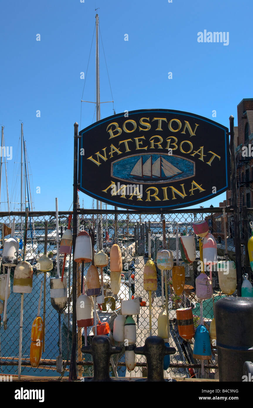The entrance to the Boston Marina with lots of colorful buoys Stock ...