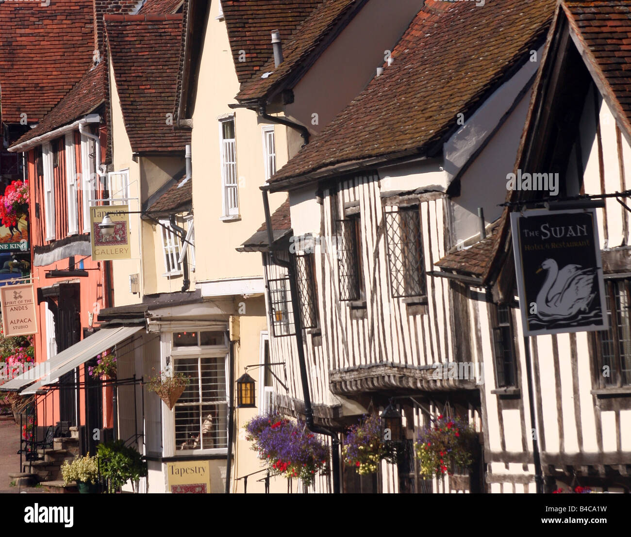 Lavenham Suffolk Lavenham Suffolk View up the High Street with Swan ...