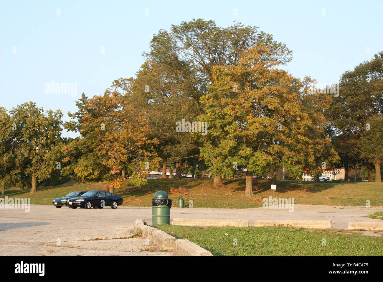 Nature, park, start of fall season, evening, walkway Stock Photo - Alamy