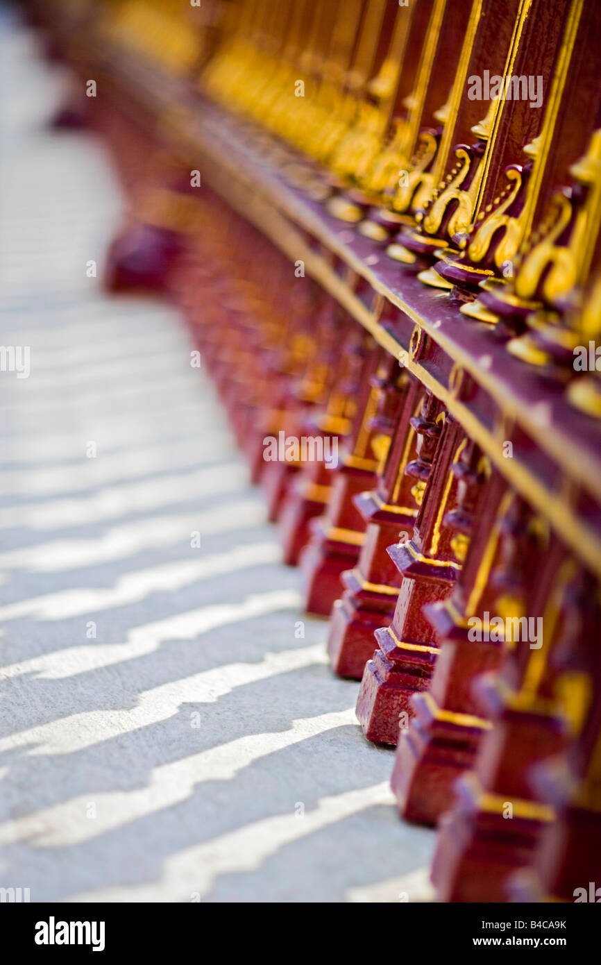 Macro shot of the colorful wrought iron fence surrounding the Hofburg ...