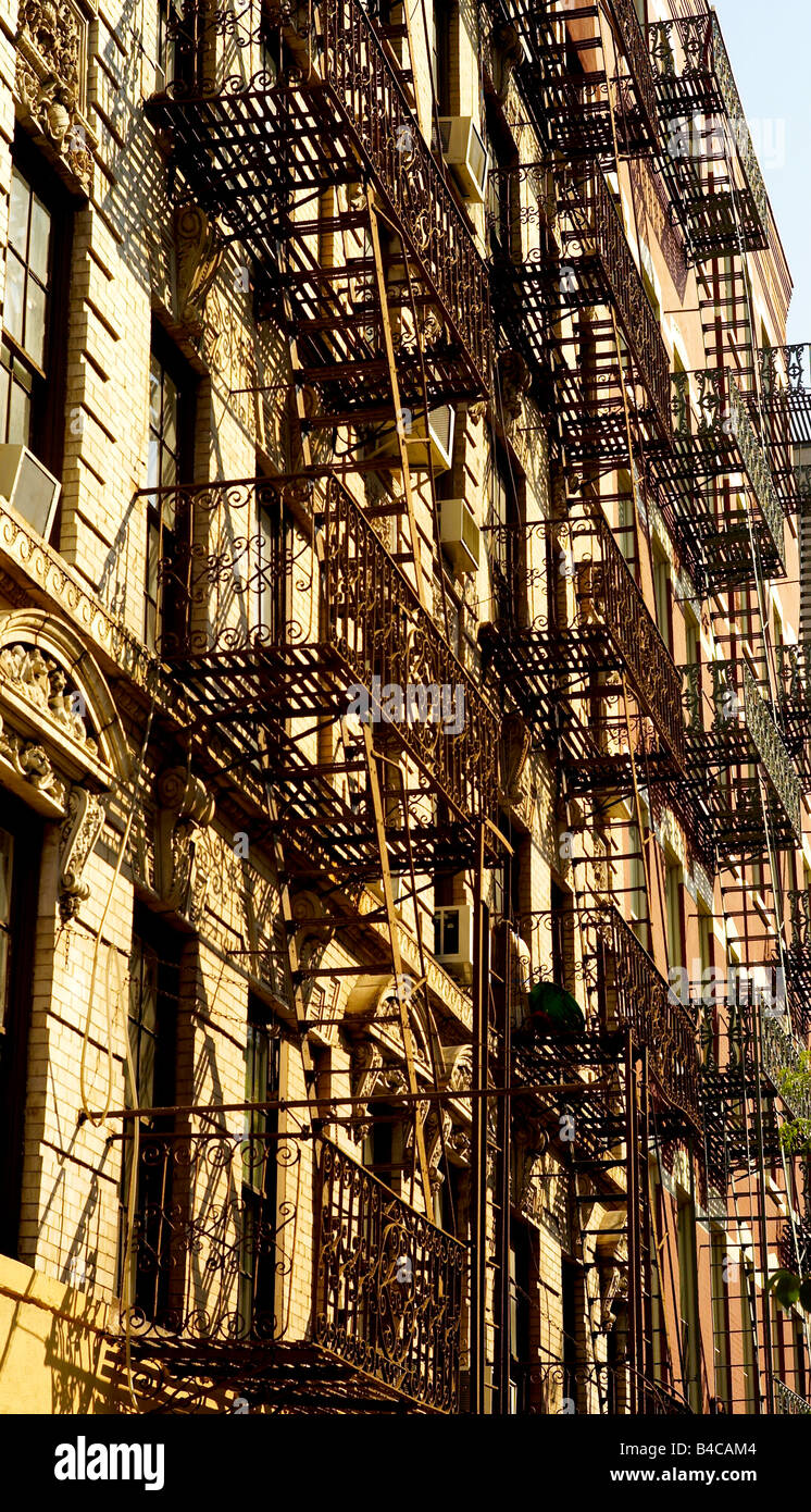 Fire escapes on Manhattan Island New York City USA Stock Photo - Alamy