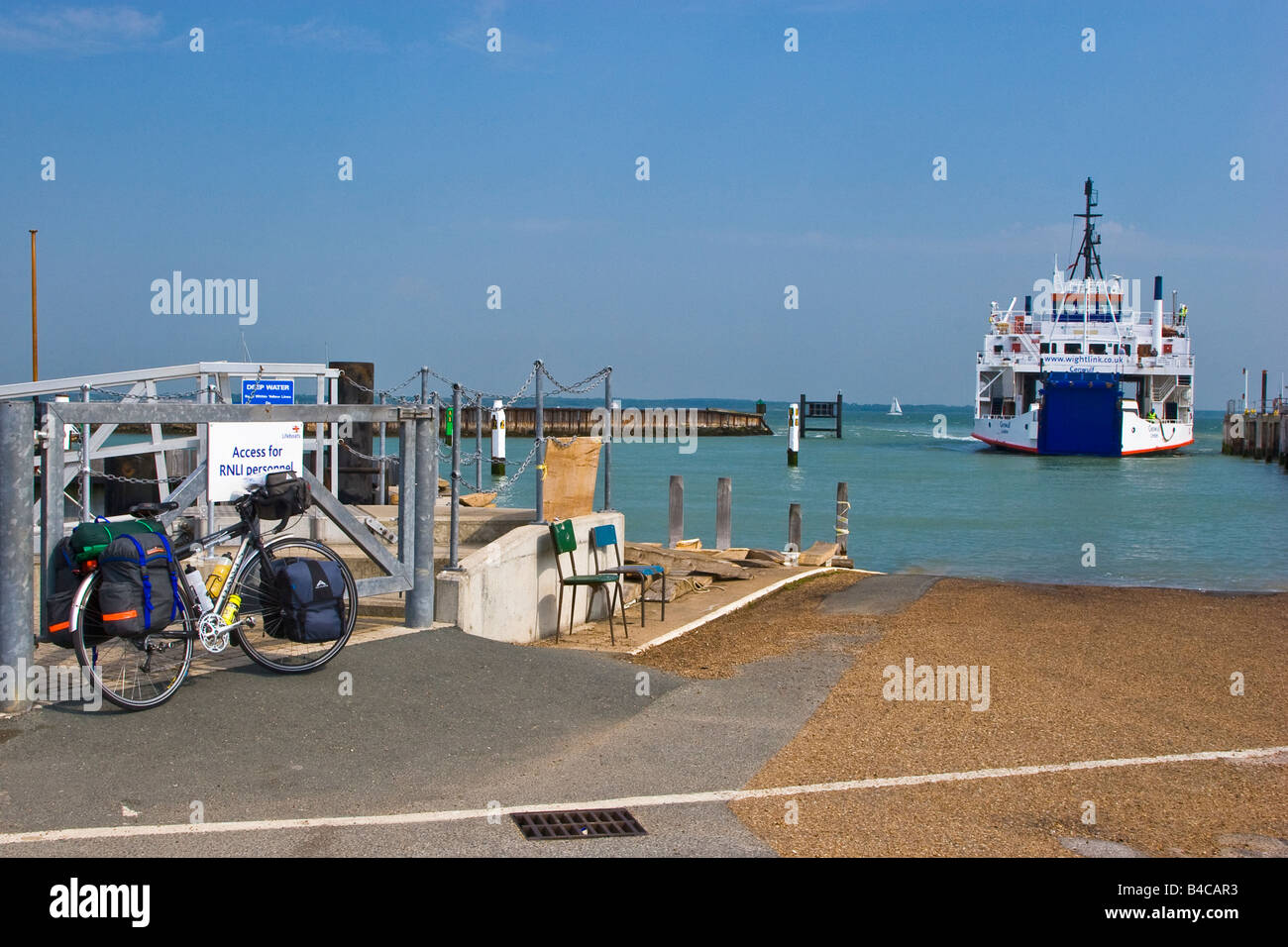 A touring cycle waiting for the Yarmouth, Isle of Wight to Lymington ...