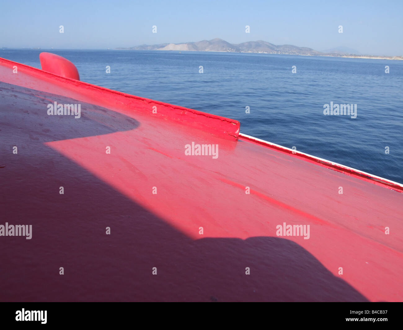detail of red ferry boat ship on sea by greece Stock Photo - Alamy