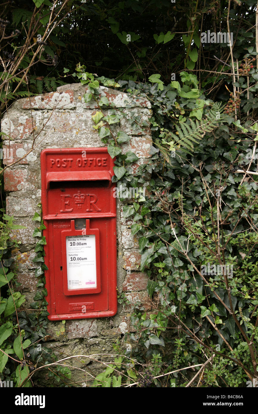 Red Post Box Cornwall england Stock Photo - Alamy
