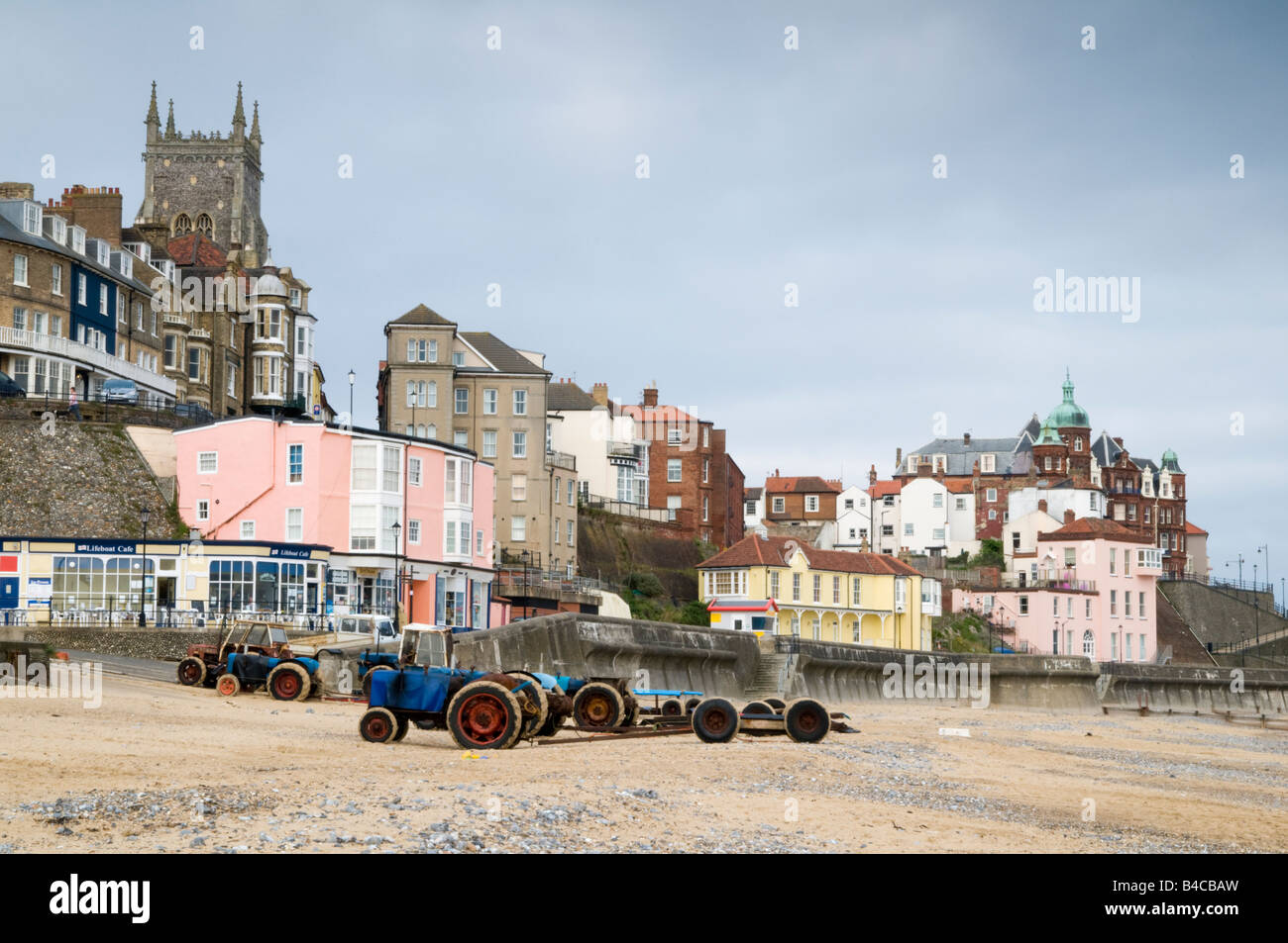 Picturesque Cromer town from the Beach Norfolk East Anglia England ...