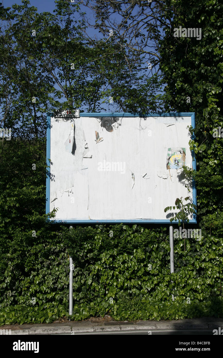 blank advertising bill board in street road in rural countryside Stock ...