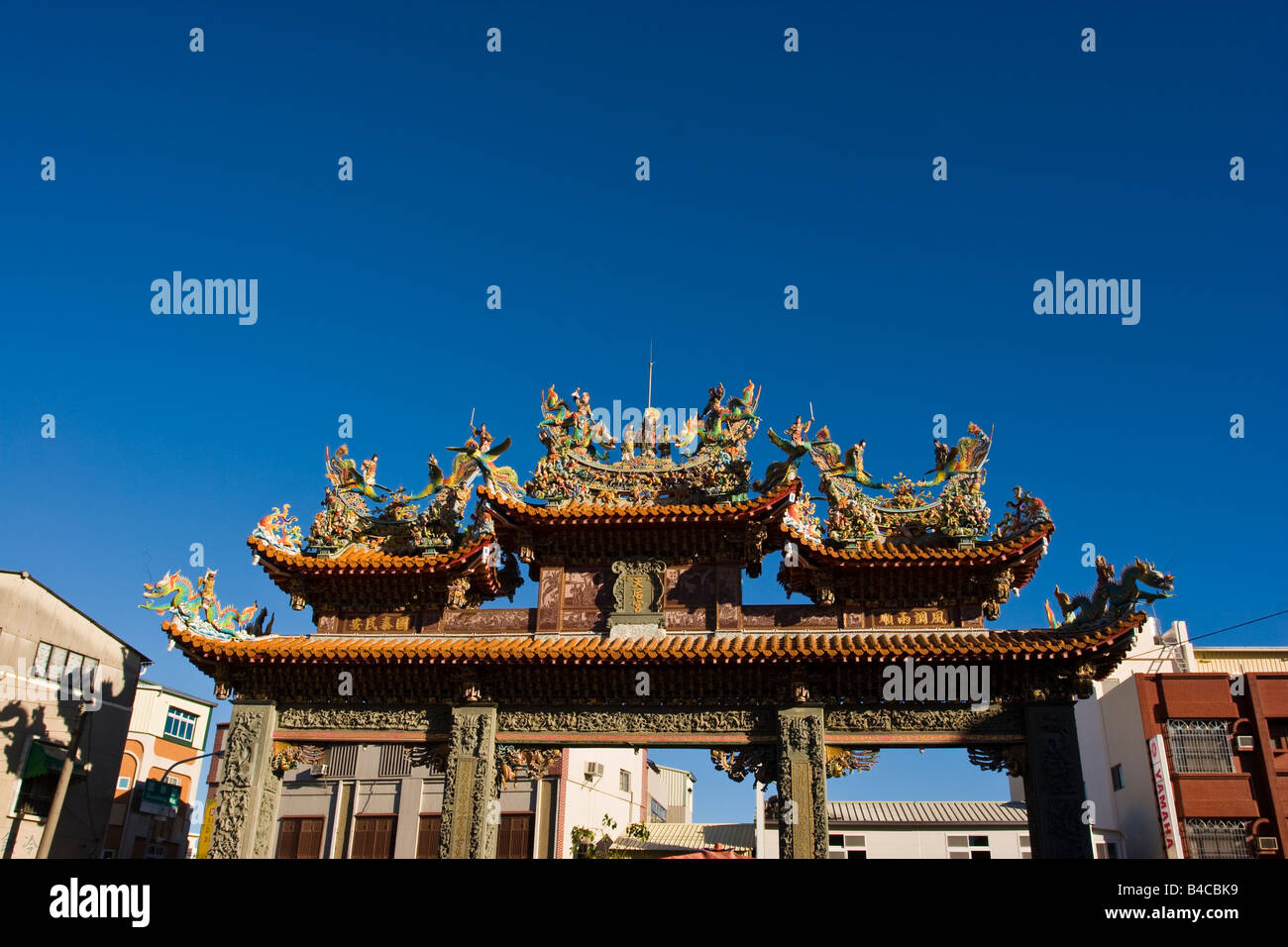 Traditional Taiwanese Chinese temple gate, Tainan, Taiwan, Republic of ...