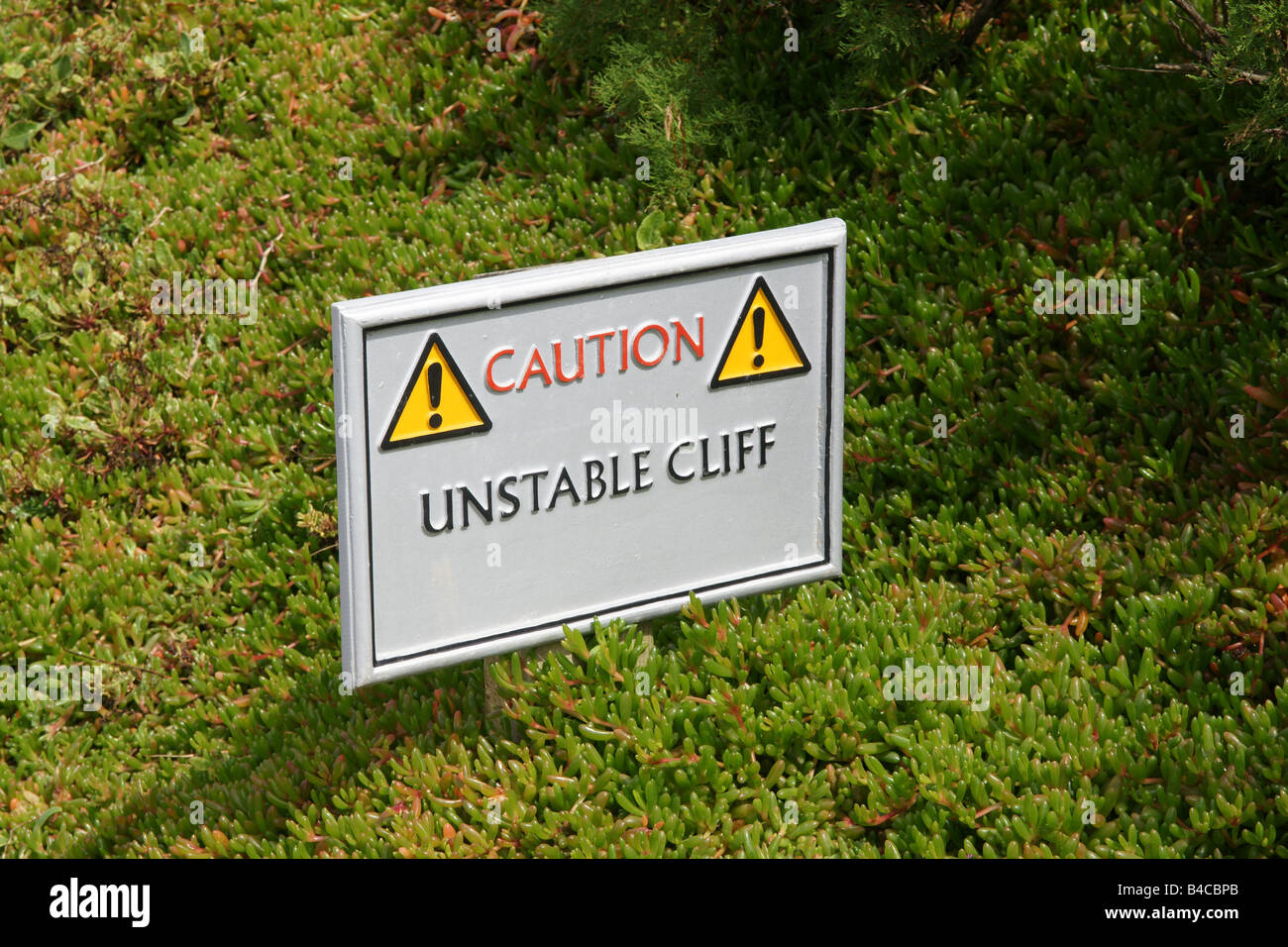 Cliff Warning sign Lizard Point Stock Photo - Alamy