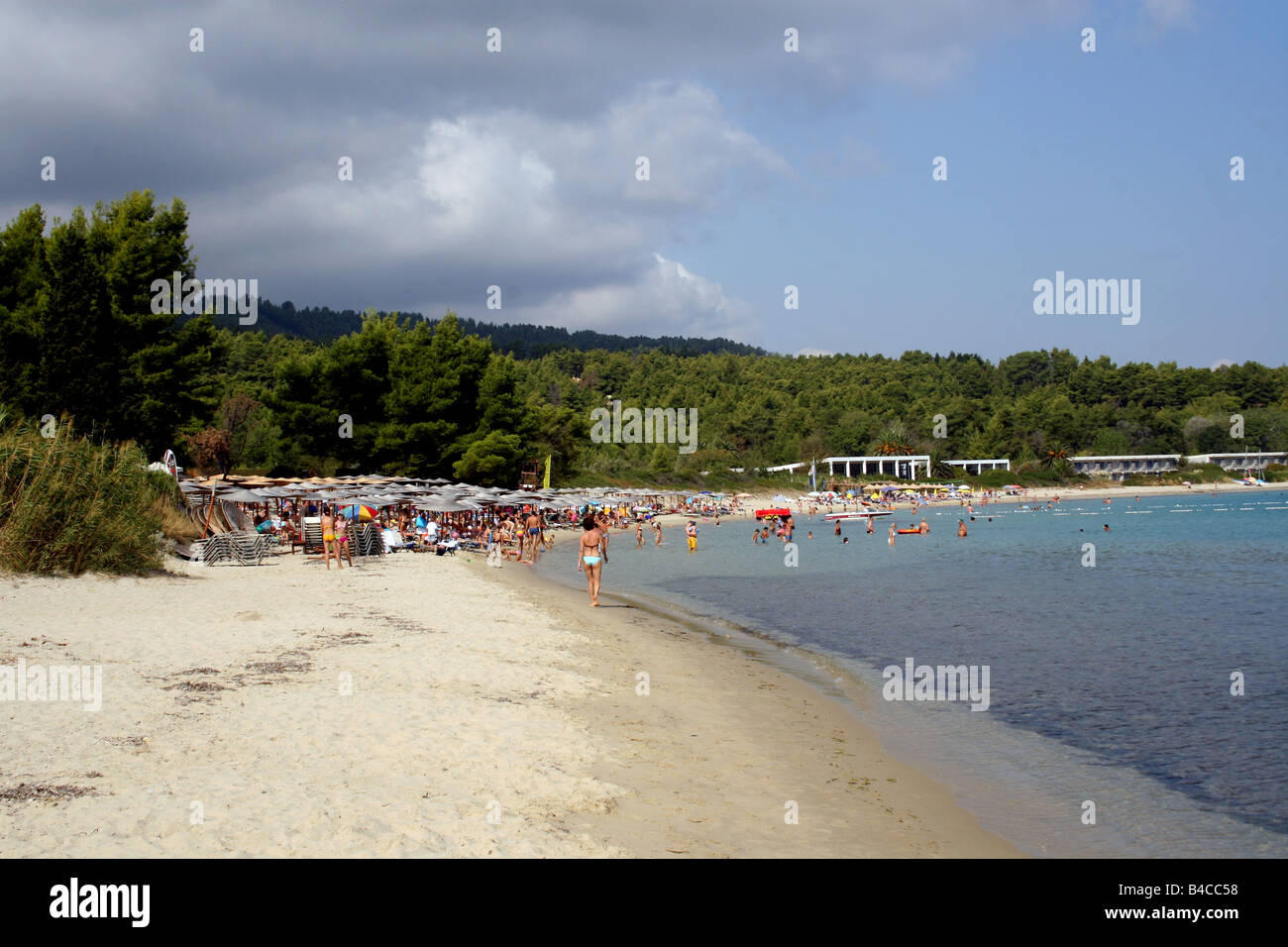 THE PICTURESQUE BEACH AT PALIOURI ON THE KASSANDRA PENINSULA. HALKIDIKI ...