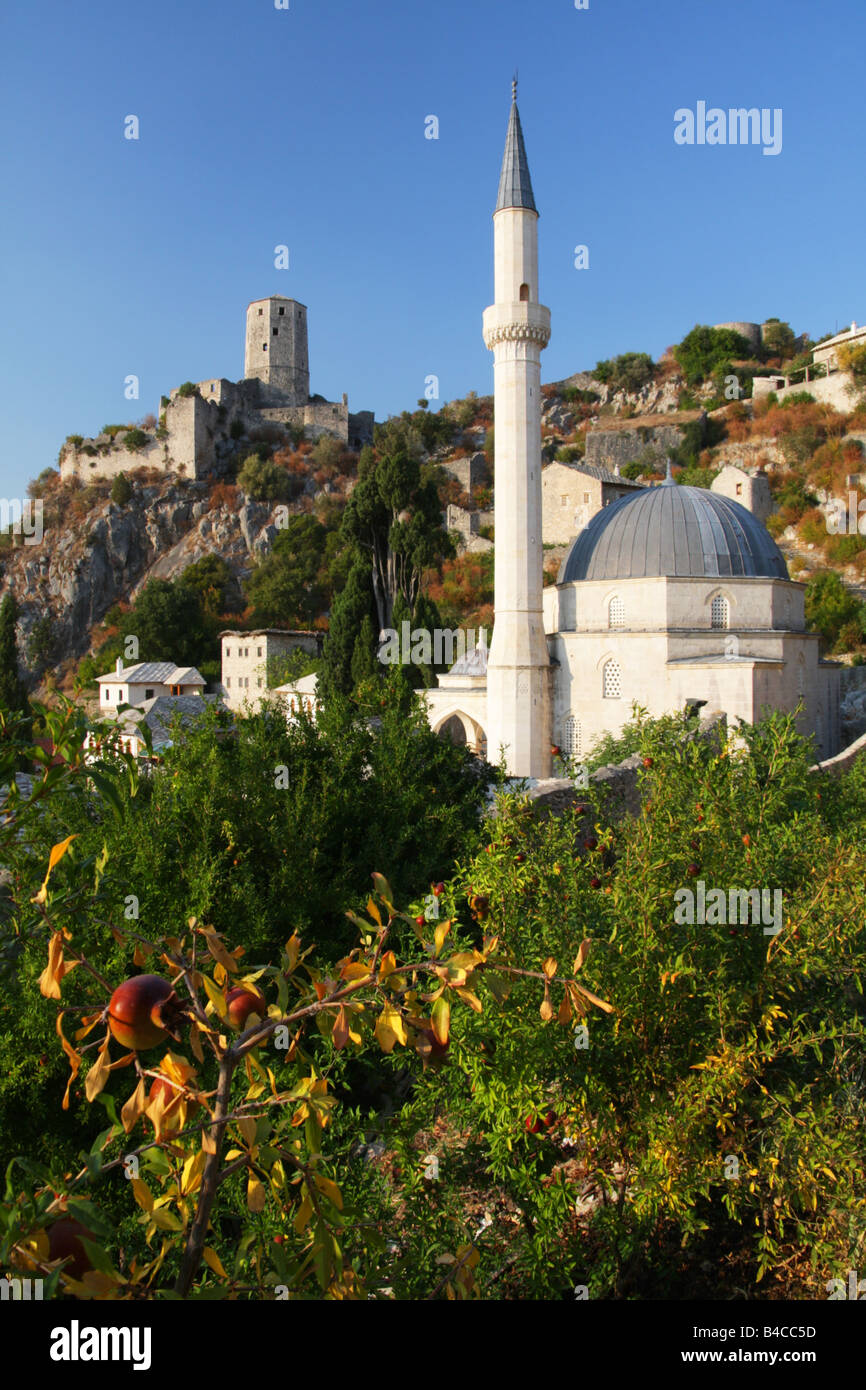 Mosque and castle in Pocitelj, Bosnia and Herzegovina Stock Photo - Alamy