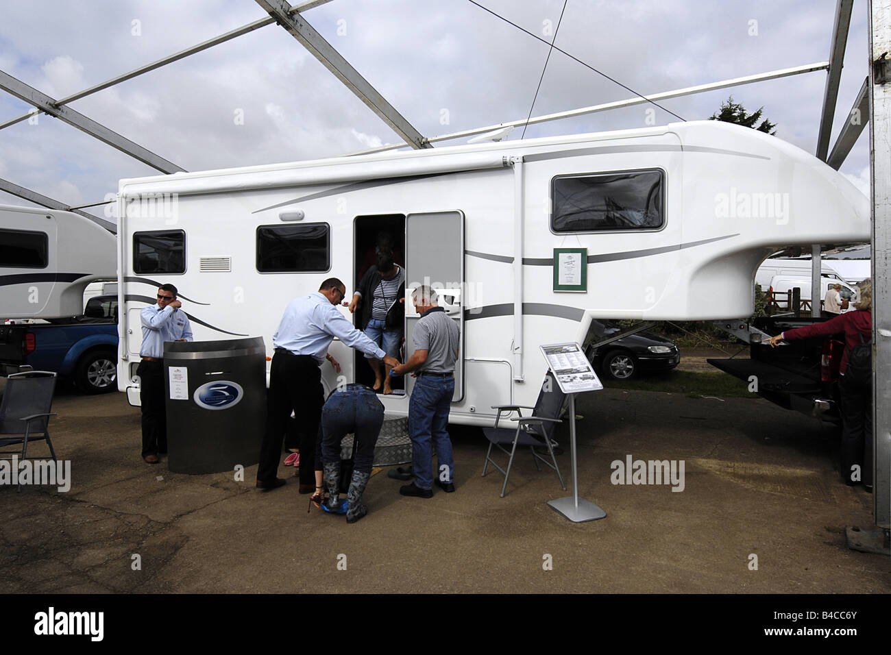 A Fifth Wheel Caravan at a sales show in England Stock Photo - Alamy