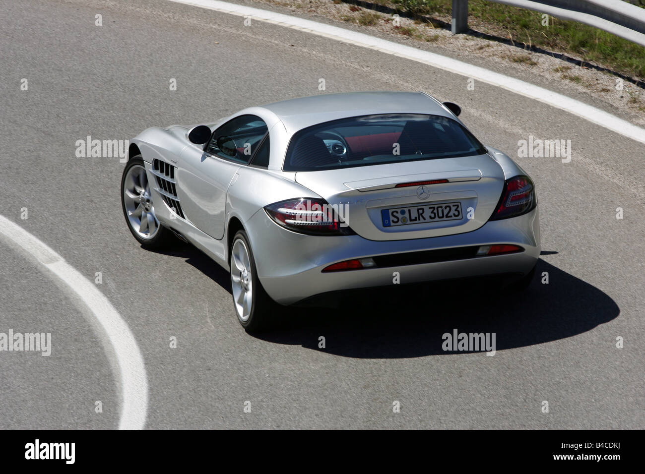 Car, Mercedes SLR, model year 2005-, silver, roadsters, driving ...