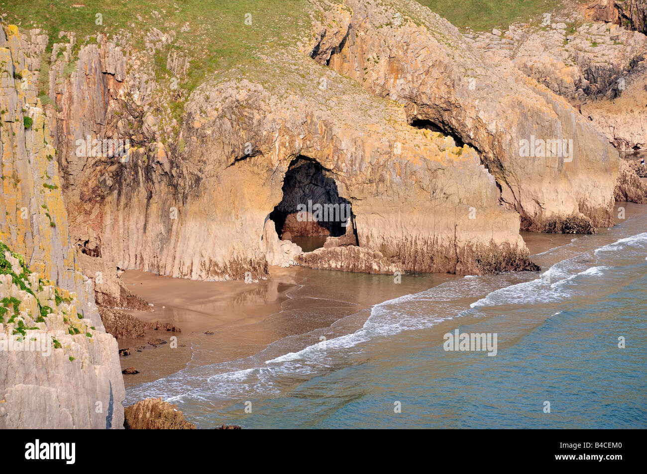 Evening light at Lydstep caverns Pembrokeshire Wales Stock Photo - Alamy