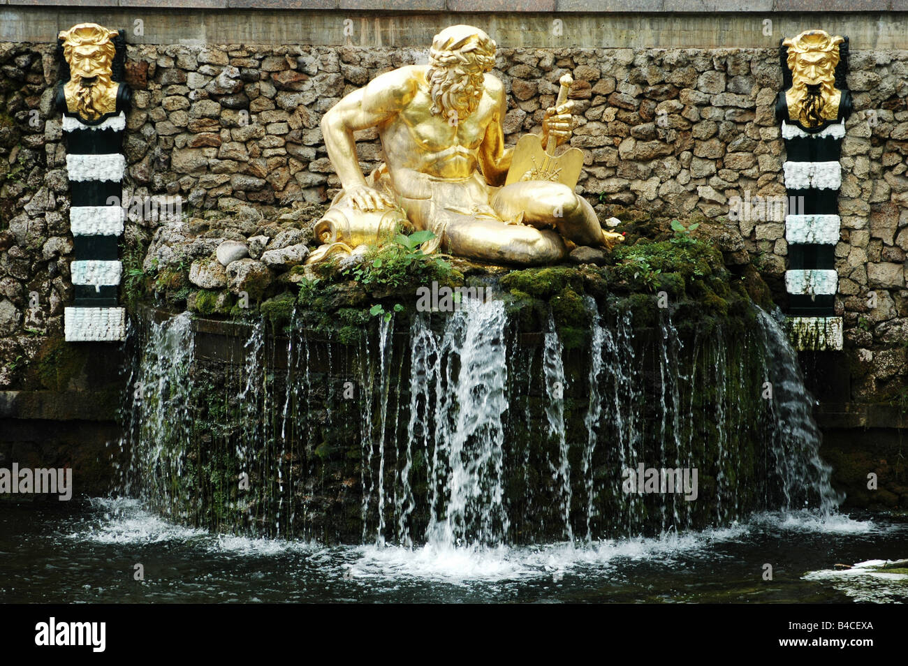Golden statue in Peterhof Stock Photo - Alamy
