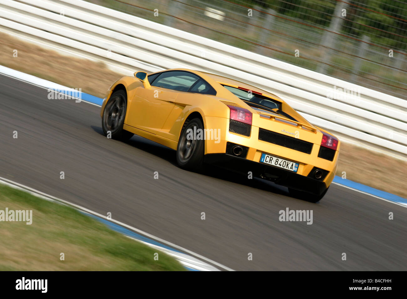 Lamborghini Gallardo, model year 2005-, yellow, driving, diagonal from ...