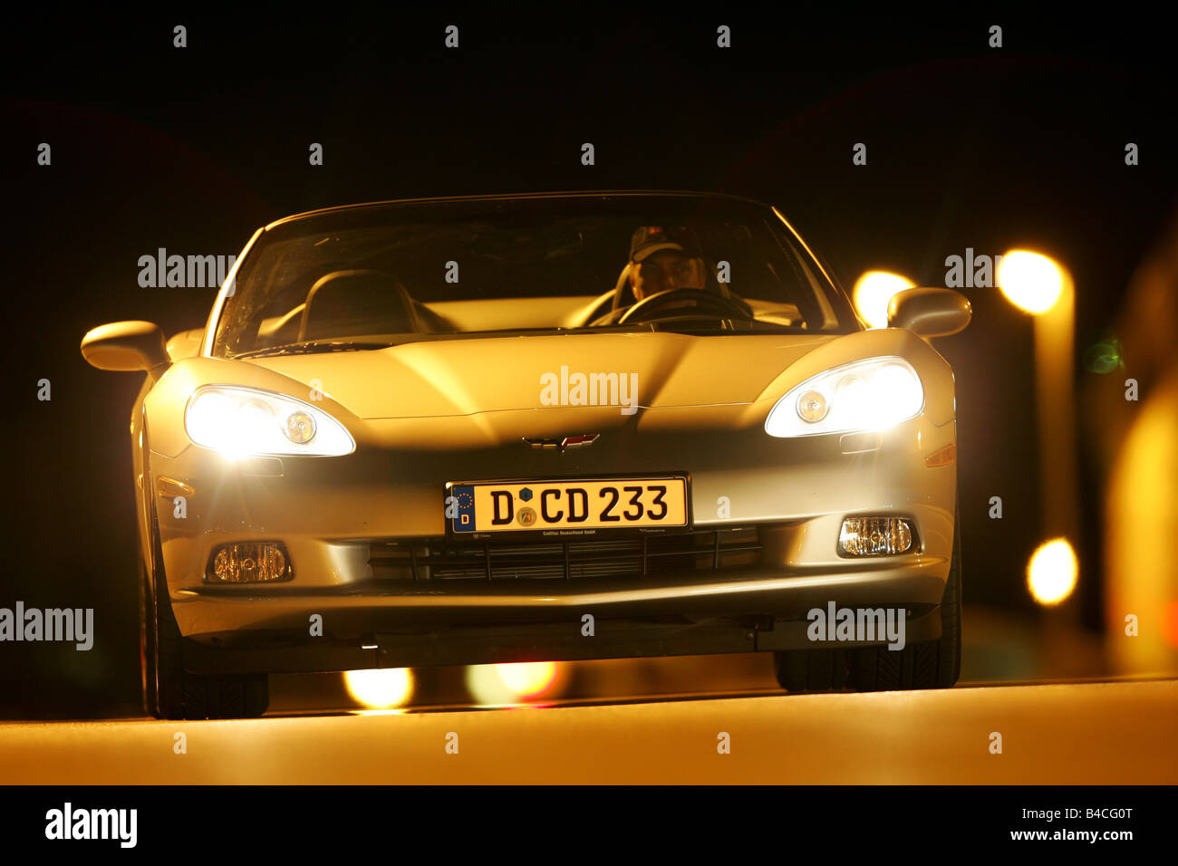 Corvette C6 Convertible, model year 2005-, silver, driving, frontal ...