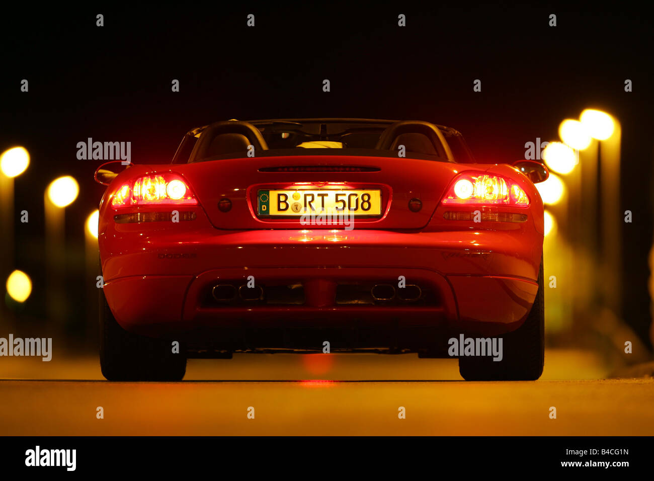 Dodge Viper SRT-10, model year 2005-, red, standing, upholding, rear ...