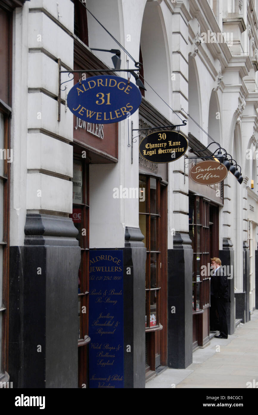Shops and cafes in Chancery Lane London England Stock Photo - Alamy